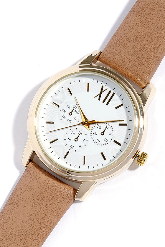 Cute Gold Watch - Beige Watch - Faux Leather Watch - $19.00 - Lulus