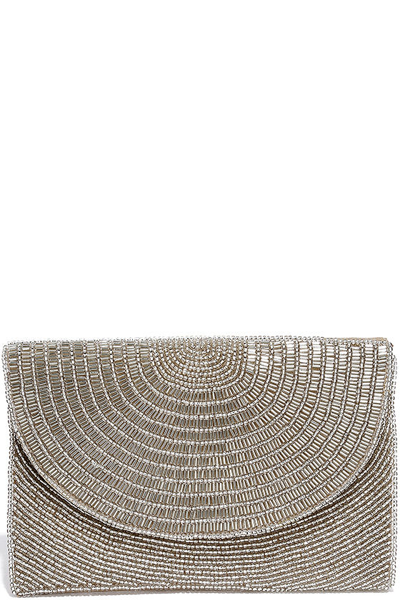 Lovely Silver Clutch - Beaded Clutch - Silver Purse - $45.00 - Lulus