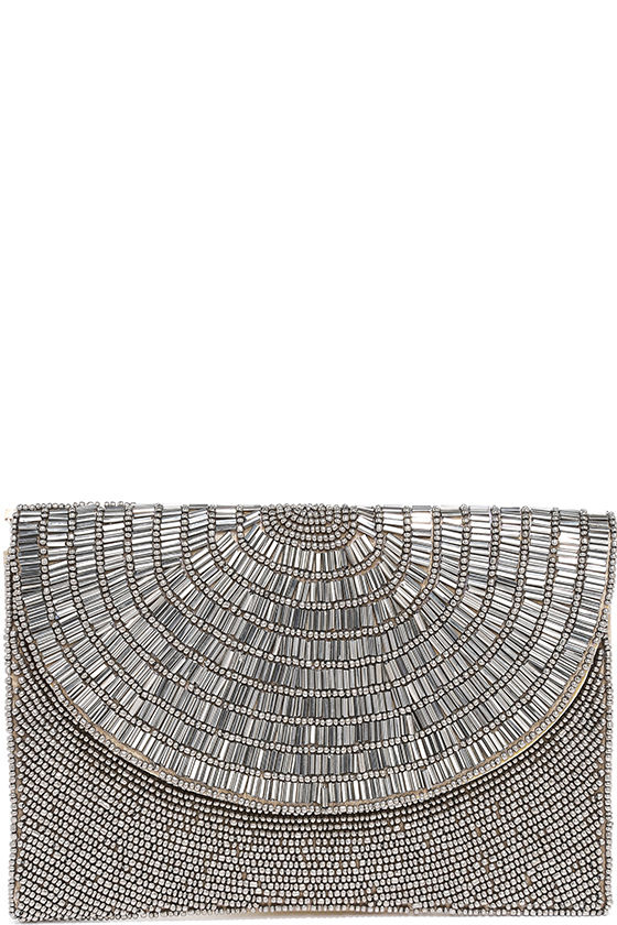 Lovely Gunmetal Clutch - Beaded Clutch - Gunmetal Purse - $45.00 - Lulus