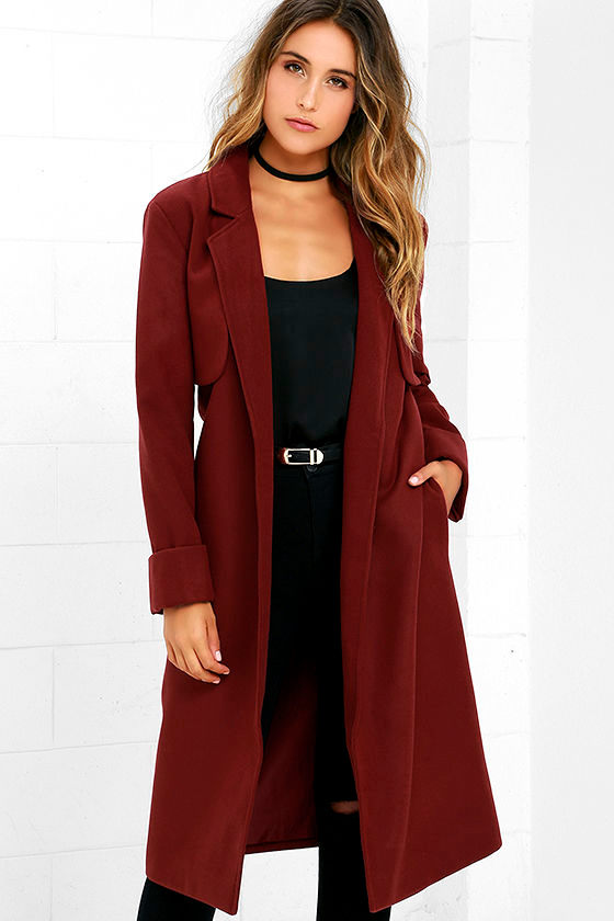 The Fifth Label Paint Palette - Wine Red Coat - Felt Coat - $145.00 - Lulus