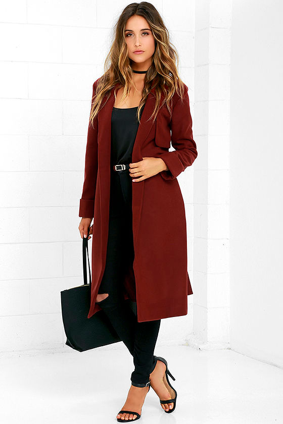 The Fifth Label Paint Palette - Wine Red Coat - Felt Coat - $145.00 - Lulus