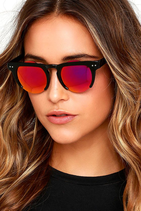 Chic Black Sunglasses Rounded Sunglasses Mirrored Sunglasses 15