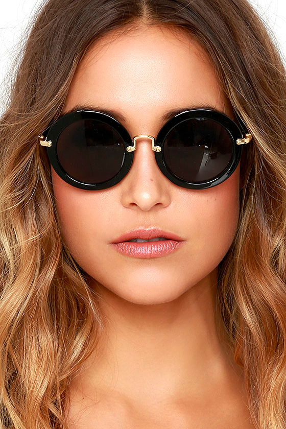 Cute Round Sunglasses - Black Sunglasses - $16.00 - Lulus