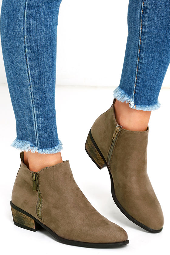 Cute Taupe Booties - Suede Booties - Ankle Booties - $34.00 - Lulus