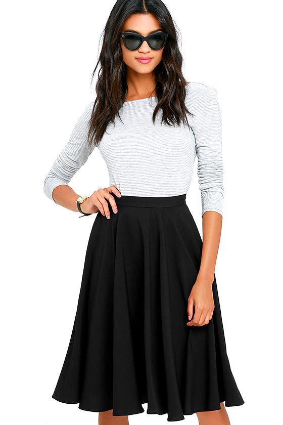 Lovely Black Skirt - High-Waisted Skirt - Midi Skirt - $45.00 - Lulus