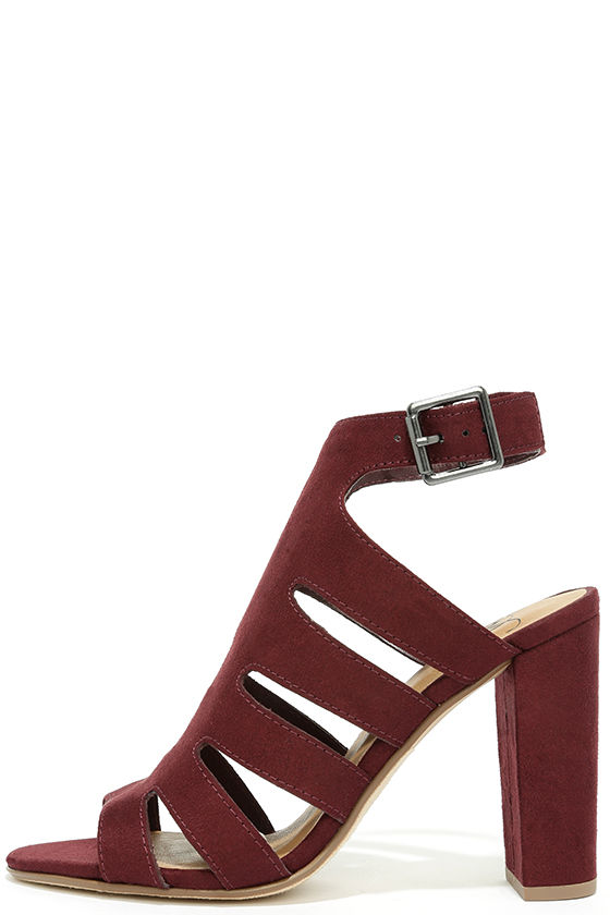 Chic Burgundy Heels - High Heel Sandals - Vegan Suede Heels - $25.00 ...