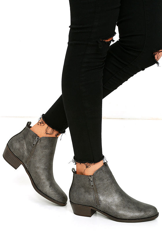 Madden Girl Boleroo - Pewter Ankle Booties - Vegan Leather Booties ...