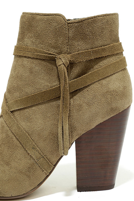 Report Indiana Booties - Olive Suede Ankle Booties - High Heel Booties ...