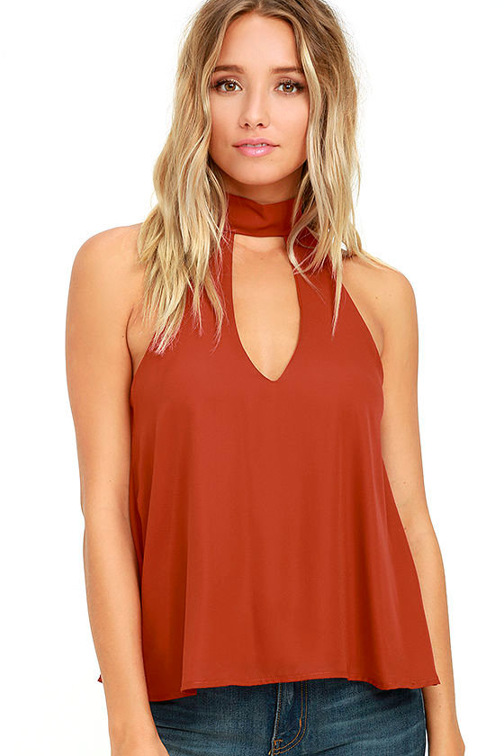 Sexy Rust Red Top - Sleeveless Top - Mock Neck Top - $36.00 - Lulus