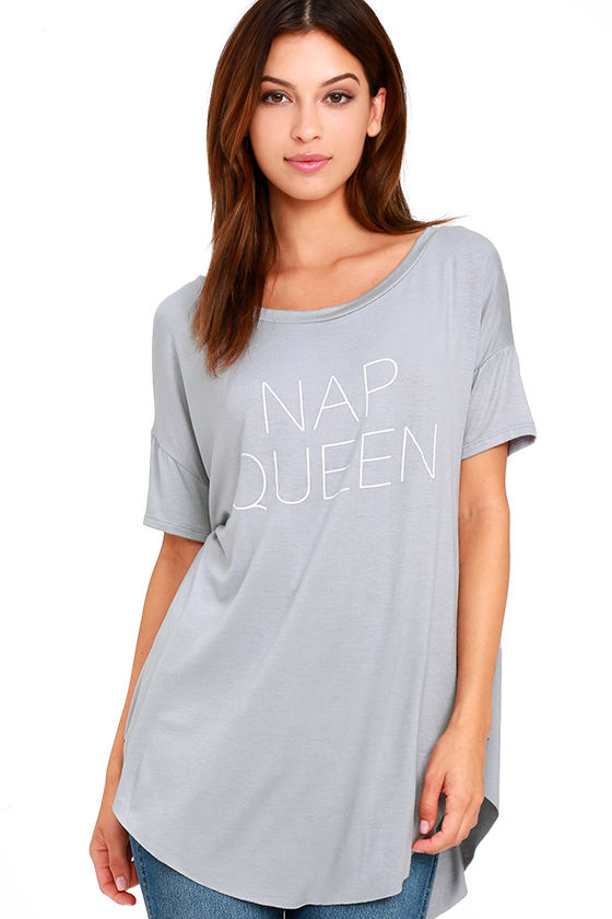 Nap Queen Tee - Grey Tee - Graphic Tee - T-Shirt - $43.00 - Lulus