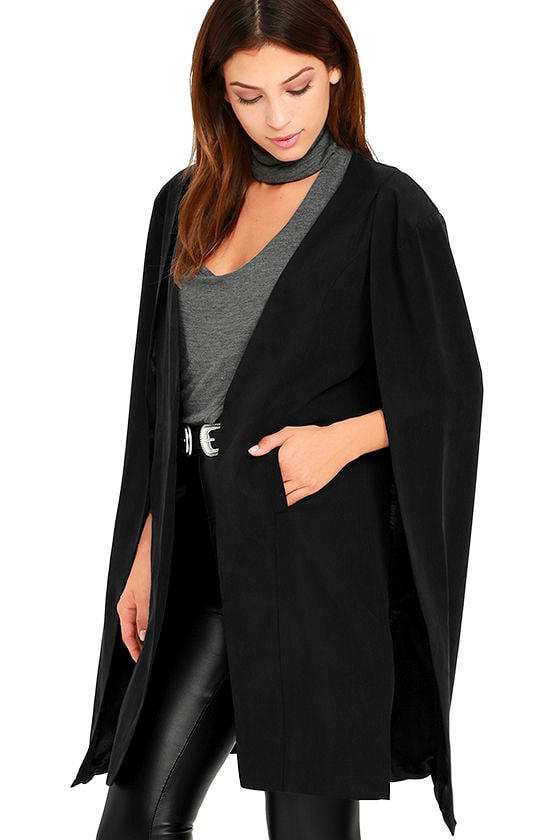 Chic Washed Black Cape - Cape Blazer - Black Blazer - $119.00