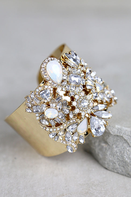 Lovely Gold Bracelet - Rhinestone Bracelet - Cuff Bracelet - $20.00 - Lulus