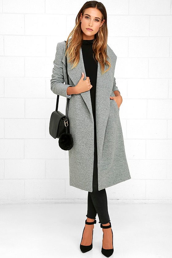 Chic Heather Grey Coat - Felted Coat - Long Coat - $87.00