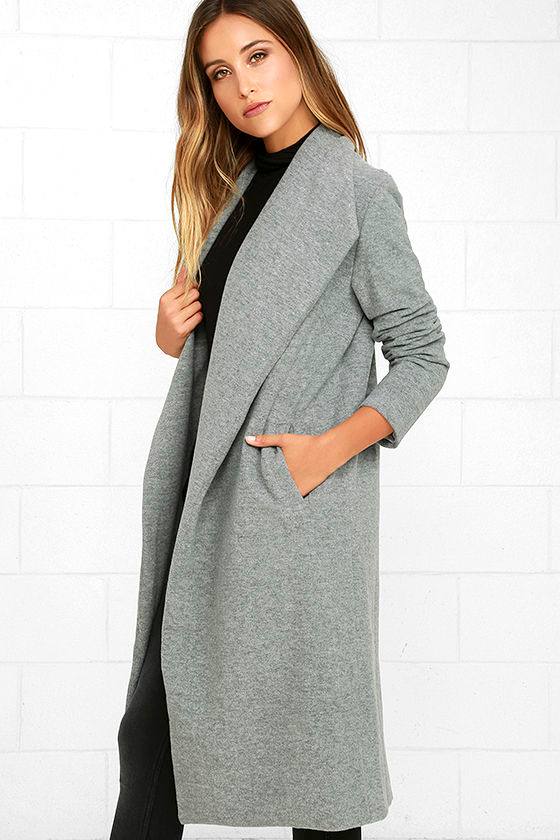Chic Heather Grey Coat - Felted Coat - Long Coat - $87.00