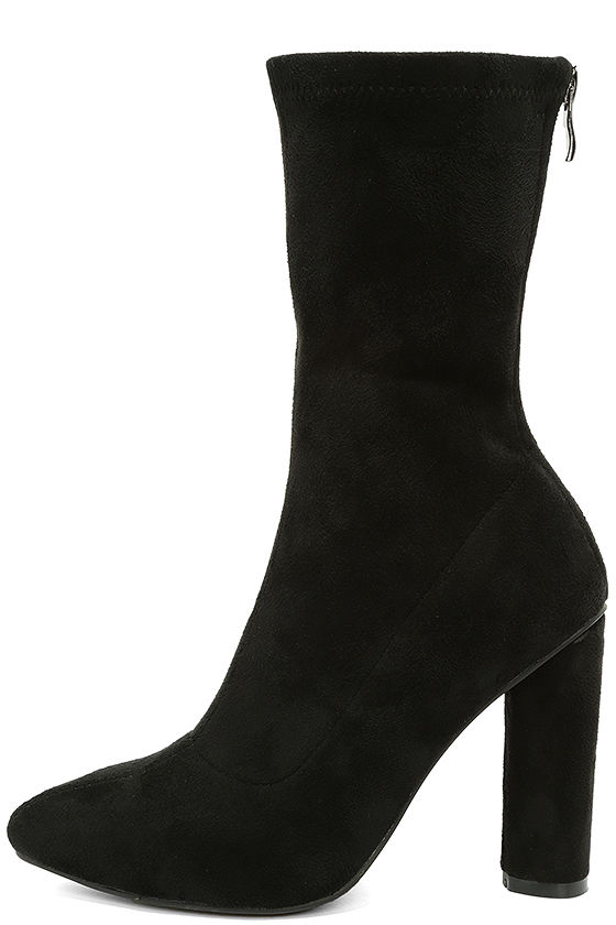 Black High Heel Boots - Vegan Suede Boots - Mid-Calf Boots - $47.00 - Lulus