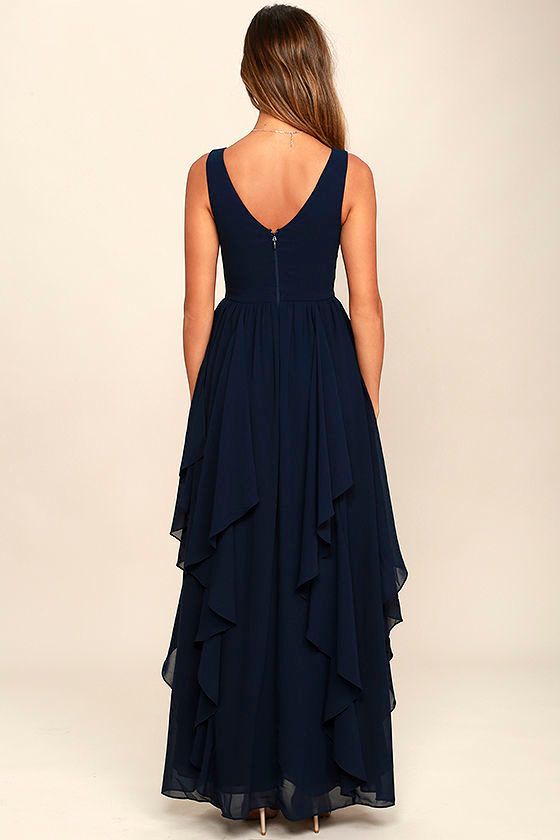 Lovely Navy Blue Dress - Maxi Dress - Bridesmaid Dress - $92.00