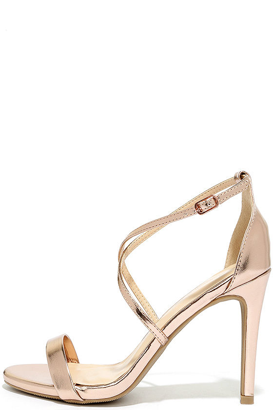 Chic Rose Gold Heels - Metallic Heels - Strappy Heels - $23.00 - Lulus