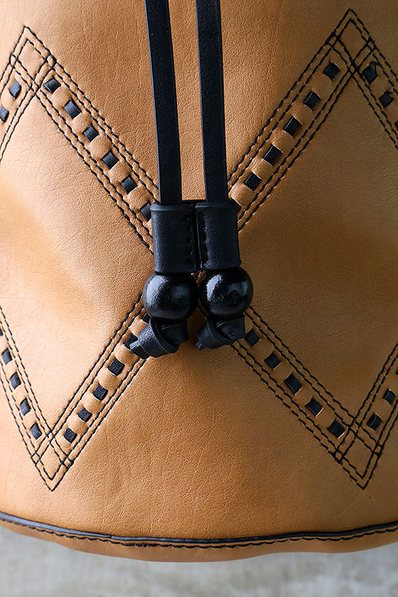 Sleek Tan Purse - Tan Drawstring Bag - Bucket Bag - $36.00