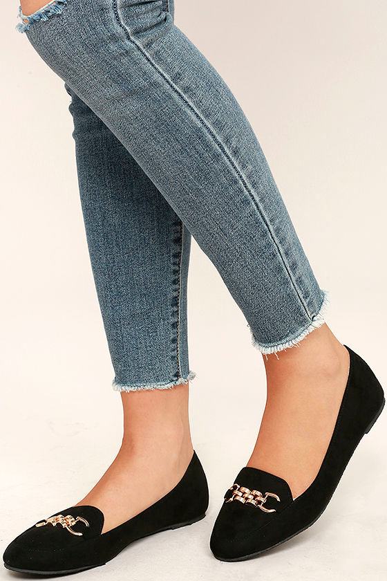 Chic Black Flats - Loafer Flats - Loafers - Vegan Suede Flats - $17.00 ...