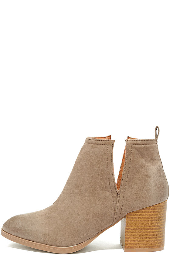 Chic Taupe Suede Booties - Vegan Suede Ankle Booties - $32.00 - Lulus