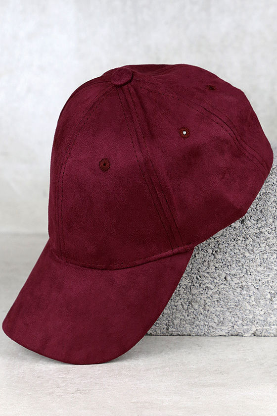 Chic Burgundy Baseball Cap - Vegan Suede Baseball Cap - Ball Cap - $15. ...