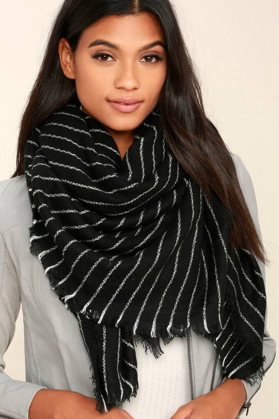 Stylish Black Scarf - Striped Scarf - Acrylic Scarf - $20.00 - Lulus