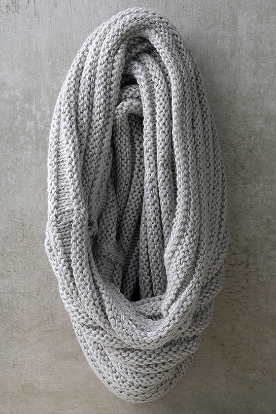 Cozy Light Grey Scarf - Infinity Scarf - Snood Scarf - Circle Scarf ...