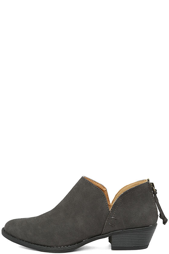 Cool Grey Ankle Booties - Vegan Leather Ankle Booties - Black Booties ...