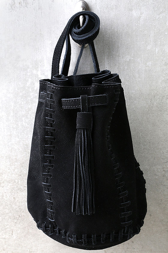 Cool Black Leather Purse - Drawstring Purse - Tassel Purse - $55.00 - Lulus