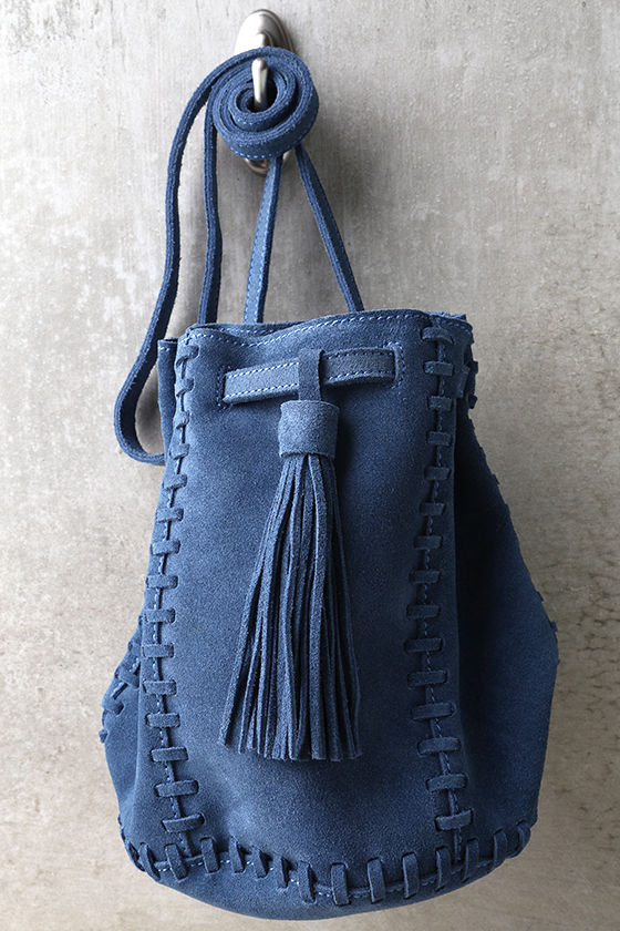 Cool Blue Leather Purse - Drawstring Purse - Tassel Purse - $55.00 - Lulus