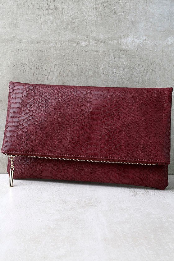 Fun Burgundy Clutch - Embossed Clutch - Vegan Leather Clutch - $33.00 ...