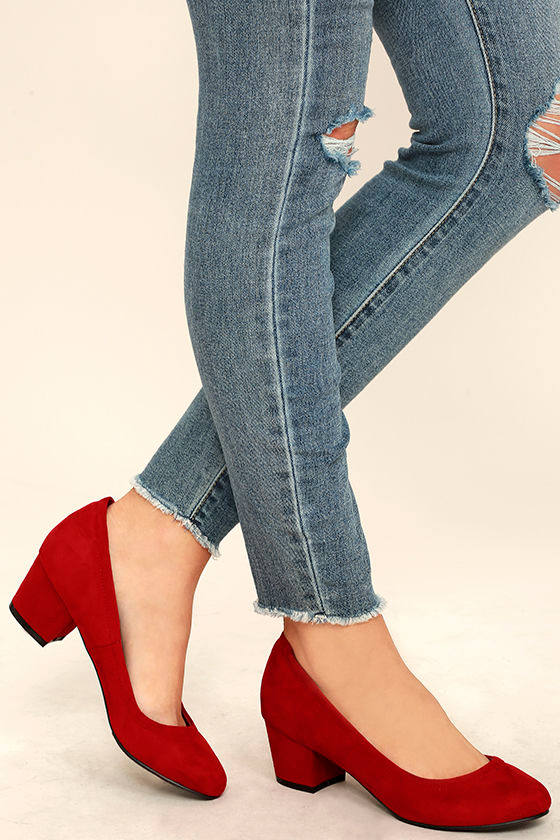 Chic Red Suede Pumps - Modest Pumps - Vegan Suede Pumps - $26.00 - Lulus