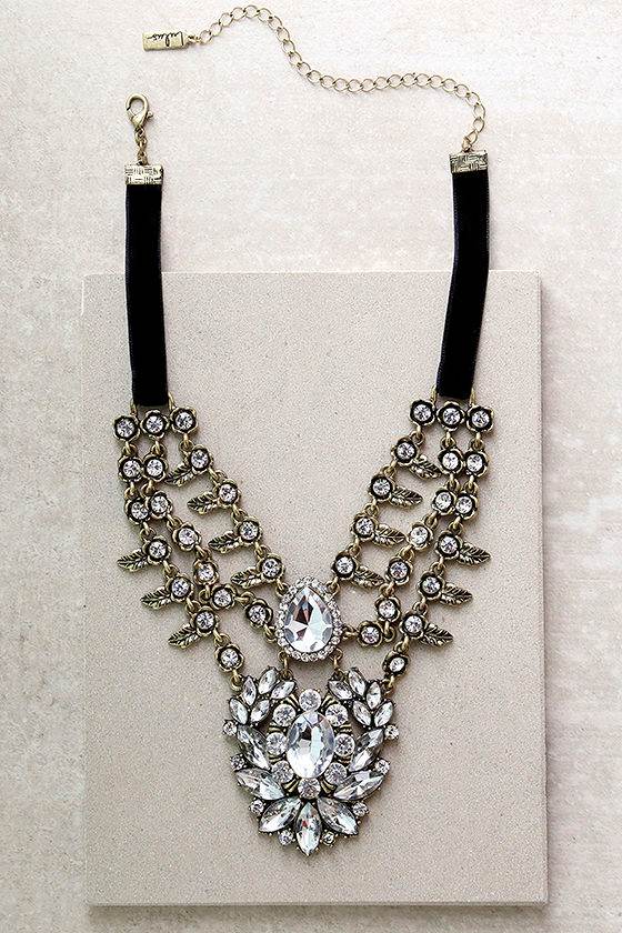 Chic Gold Rhinestone Necklace - Choker Necklace - $24.00 - Lulus