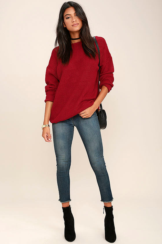 Red Sweater - Oversized Sweater - Backless Sweater - $48.00 - Lulus