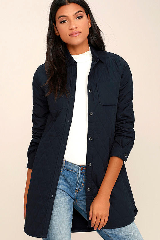 Cute Blue Quilted Jacket - Long Blue Jacket - Quilted Coat - $79.00 - Lulus
