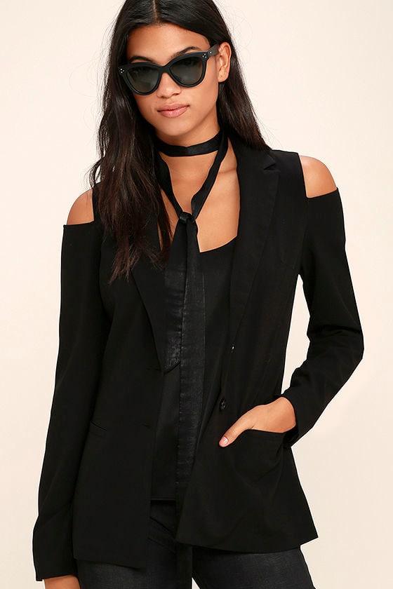 Chic Black Blazer - Cold-Shoulder Blazer - Black Jacket - $48.00 - Lulus