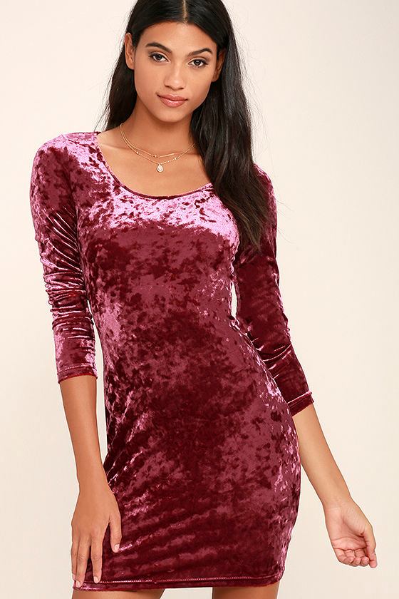 Sexy Burgundy Dress - Velvet Dress - Bodycon Dress - $39.00 - Lulus