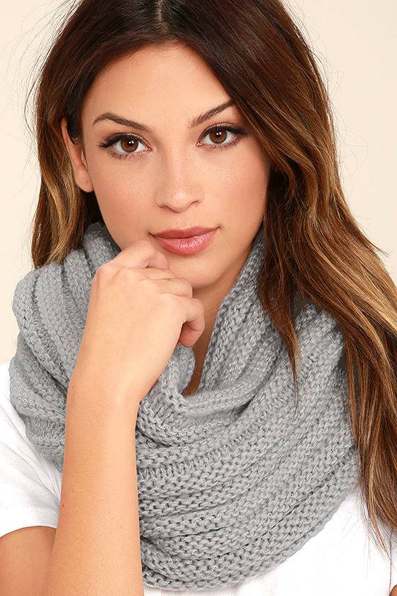 Cozy Light Grey Scarf - Infinity Scarf - Snood Scarf - Circle Scarf ...