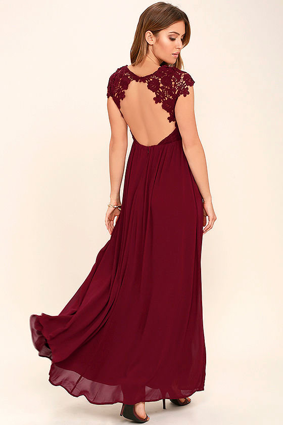 Lovely Burgundy Dress - Lace Dress - Maxi Dress - $86.00 - Lulus