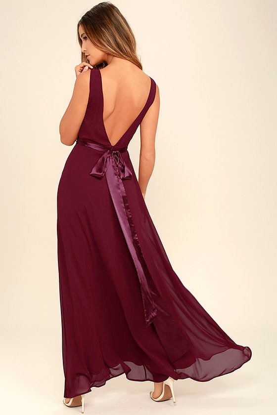 Stunning Wine Red Maxi Dress Backless Maxi Dress Gown 82 00 Lulus