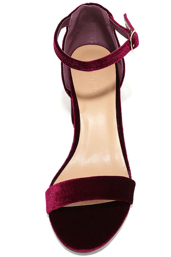 Chic Burgundy Velvet Heels - Velvet Heels - Block Heels - $29.00
