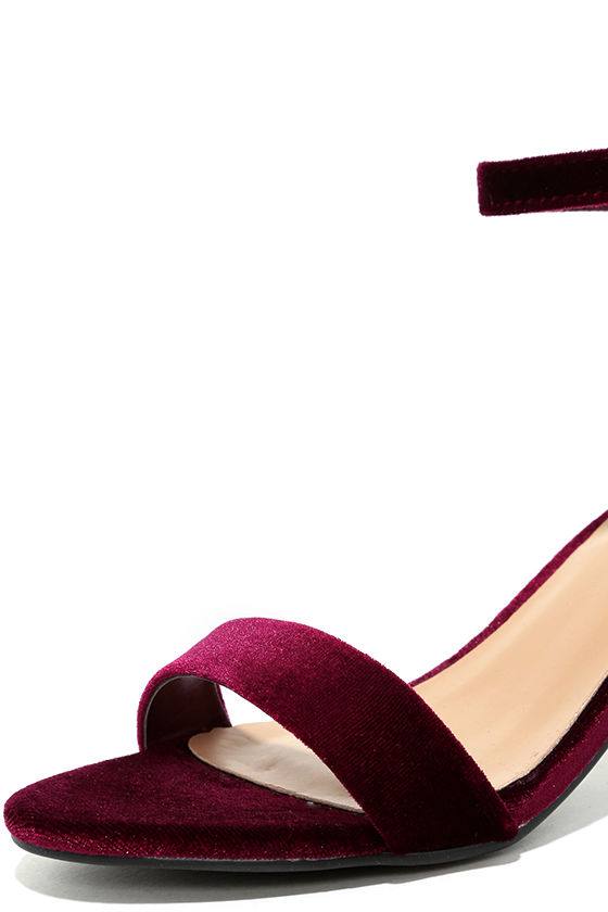 Chic Burgundy Velvet Heels - Velvet Heels - Block Heels - $29.00