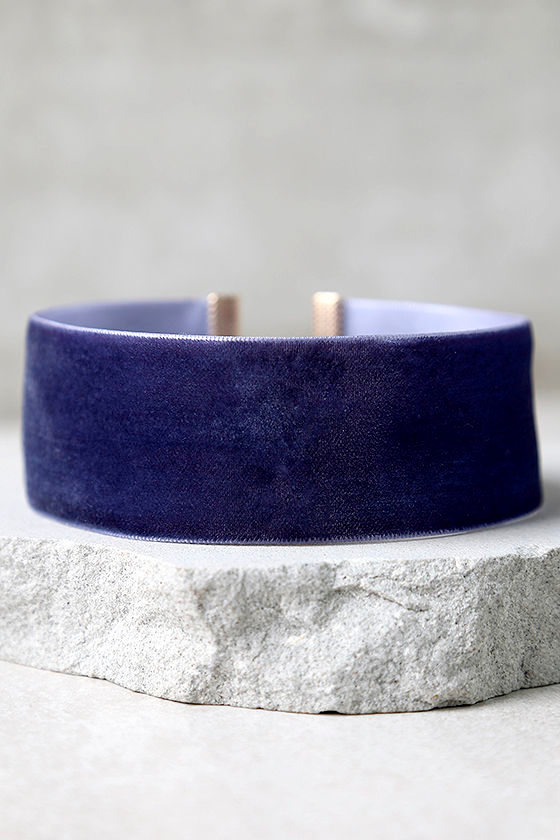 Cute Navy Blue Necklace - Velvet Choker - Blue Choker - $10.00 - Lulus