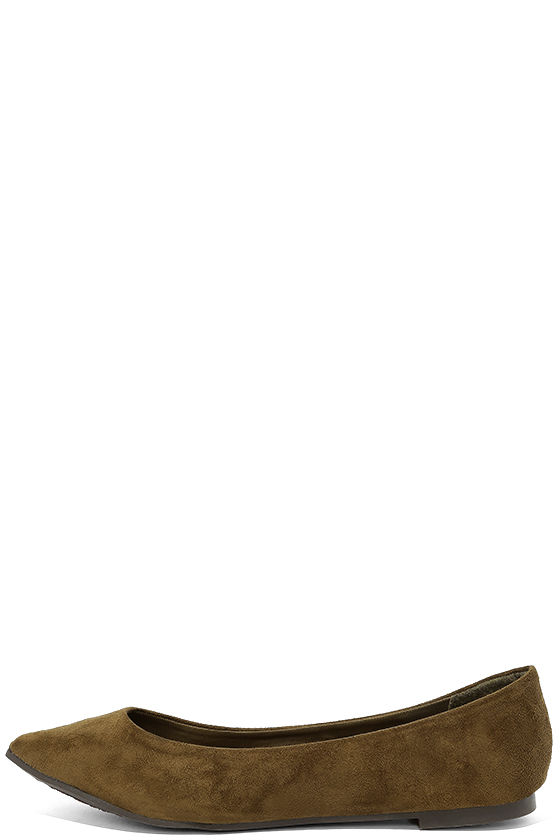 Chic Olive Flats - Pointed Flats - Vegan Suede Flats - $18.00 - Lulus