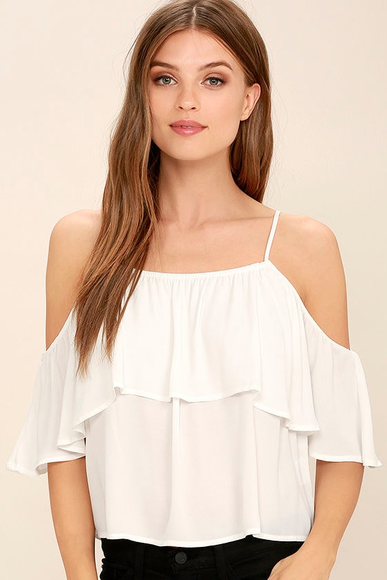Lovely White Top - Off-the-Shoulder Top - Cold Shoulder Top - $33.00 ...