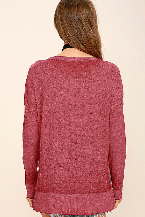 Cute Red Top - Long Sleeve Top - Thermal Top - $48.00