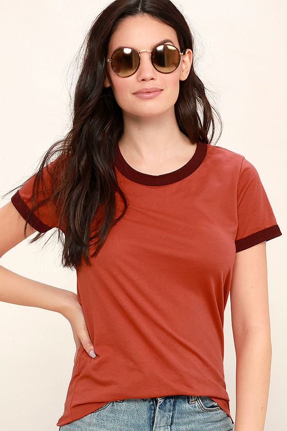 Obey Sold Out - Rust Orange Tee - Ringer Tee - $33.00 - Lulus