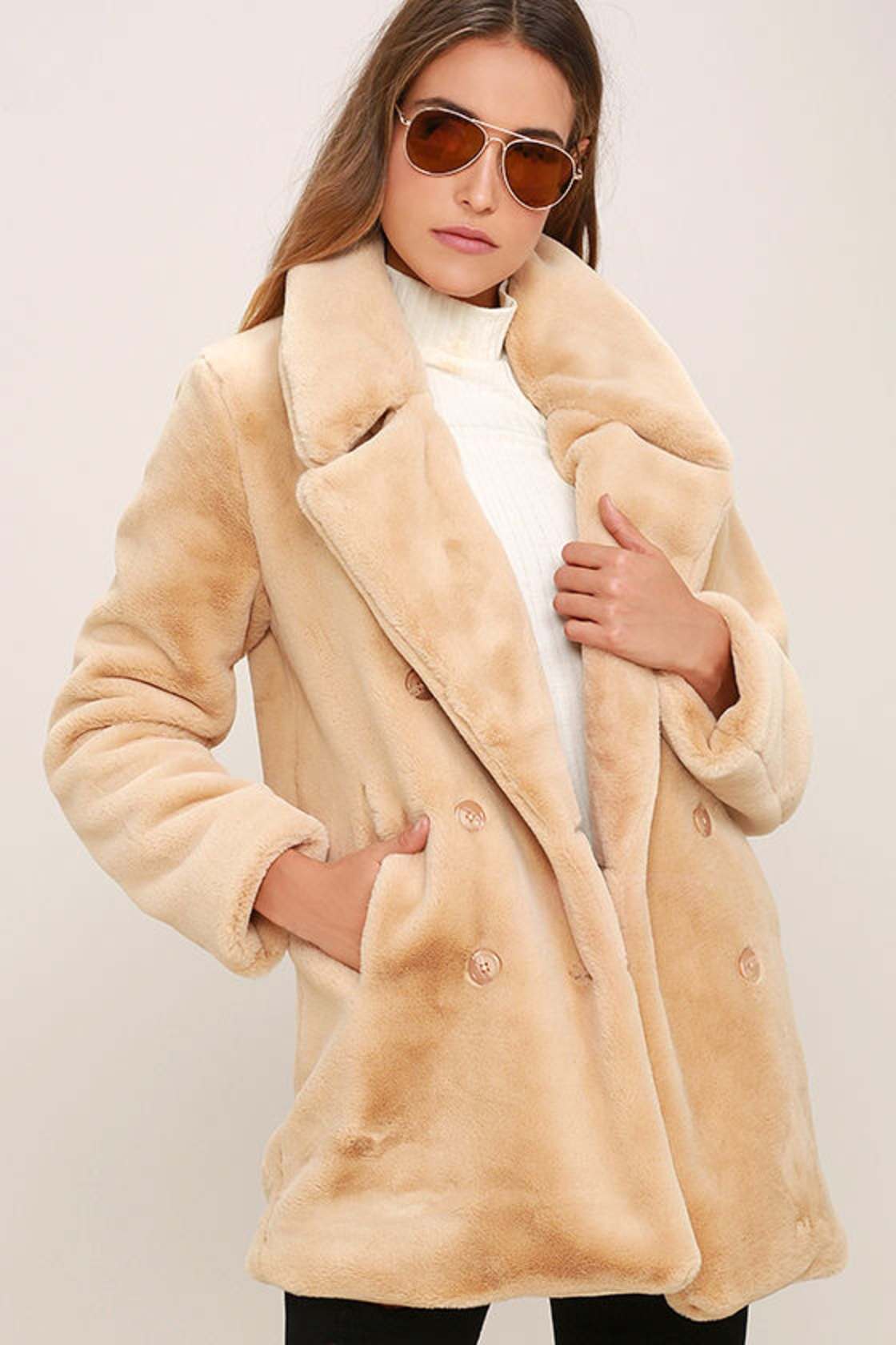 Chic Beige Coat - Faux Fur Coat - Overcoat - $138.00 - Lulus