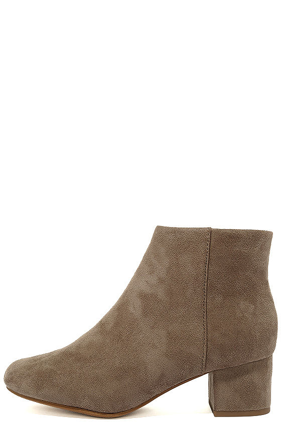 Cute Taupe Booties - Vegan Suede Booties - Ankle Booties - $29.00 - Lulus