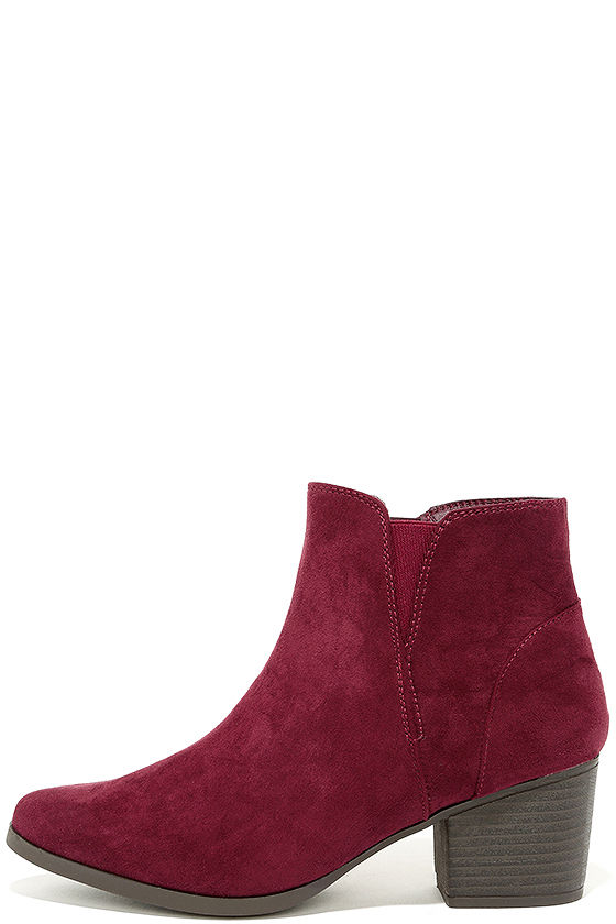 Chic Burgundy Ankle Booties - Vegan Suede Ankle Booties - $34.00 - Lulus
